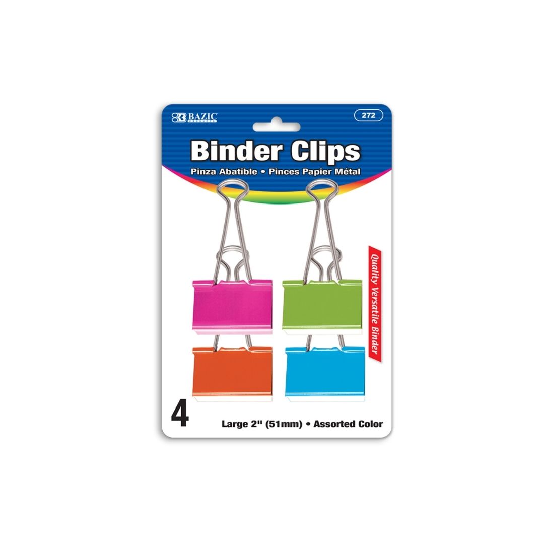 BINDER CLIPS 2" (51MM) COLORES SURTIDOS 4/1 BLISTER – Papeleria CCC
